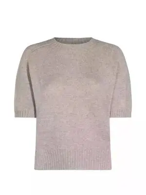 ALLUDE Short-sleeve Cashmere Top - Neutrals