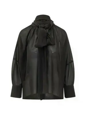 LE SULLY STUDIO Pussy-bow Semi-sheer Blouse
