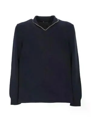 Sease Ellen Pull 2.0 Contrast-trim Polo-collar Sweater - Blue