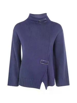 PIERANTONIOGASPARI Buckle-detail Asymmetric-hem Sweater - Blue