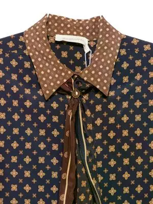Zimmermann Geometric-print Tie-neck Shirt