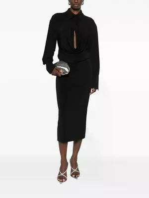Andamane Lilia Draped Cut-out Midi Dress - Black