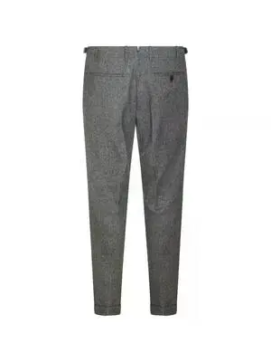 BERWICH Herringbone Pleated Trousers - Grey