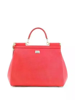 Dolce & Gabbana Miss Sicily Bag Printed Leather Medium Satchel - Red