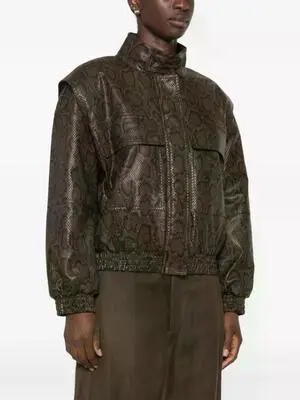 TWINSET Snake-effect High-neck Jacket