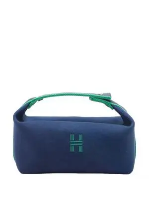Hermès 2000-2026 Small Toile Bride A Brac Case Vanity Bag - Blue