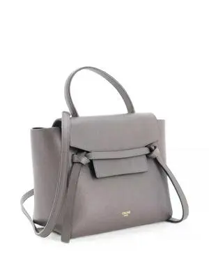 Celine Textured Leather Nano Shoulder Bag - Grey
