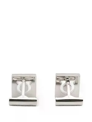 FERRAGAMO Gancini Diagonal-stripe Cufflinks - Silver