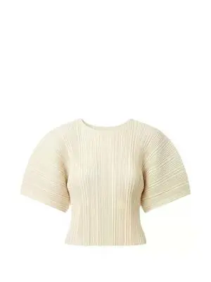 Issey Miyake Pleated Short-sleeve T-shirt - Neutrals