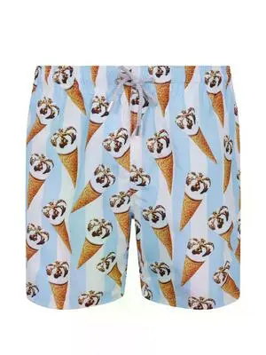 MC2 SAINT BARTH Ice-cream-print Striped Swim Shorts - Blue
