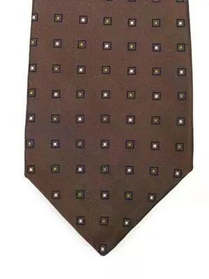 Kiton Geometric-print Tie - Brown