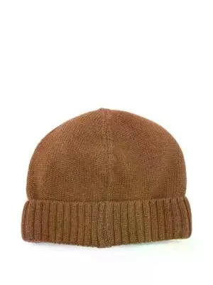 Borsalino Ribbed-knit Logo-patch Beanie Hat - Brown