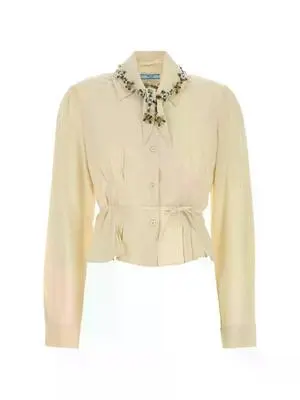 Prada Crystal-embellished Peplum Blouse