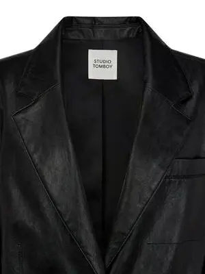STUDIO TOMBOY Single-breasted Faux-leather Coat - Black