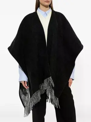 JIMMY CHOO Monogram-pattern Fringed Poncho