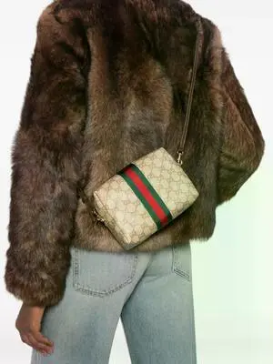 Gucci Gg Supreme Web-stripe Clutch Bag