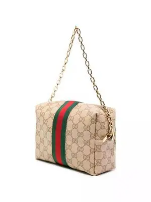 Gucci Gg Supreme Web-stripe Clutch Bag