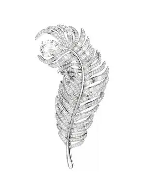 SWAROVSKI Vienna Crystal-embellished Feather Brooch - Silver