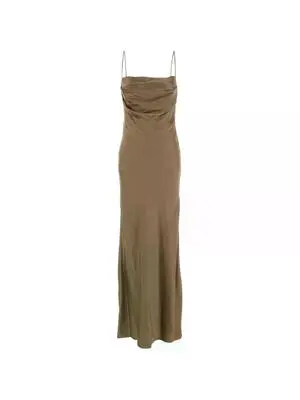 Saint Laurent Backless Cowl Dress In Silk Satin