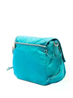 Prada Saffiano Trimmed Tessuto Zip Double Buckle Messenger Cross Body Bag