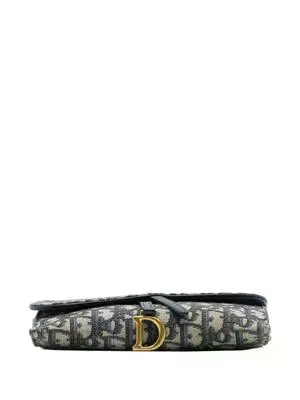 Dior Oblique Canvas Saddle Wallet On Chain Cross Body Bag - Blue