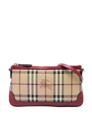 Burberry Haymarket Check Coated Canvas Peyton Cross Body Bag - Red