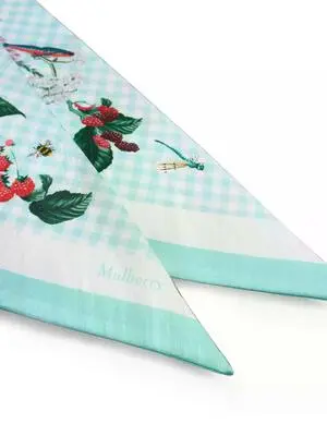 Mulberry Floral Gingham-print Scarf - Blue