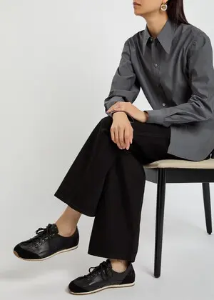 LEMAIRE Gummy Grip Panelled Leather Sneakers - Black