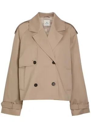ANINE BING Rickie Cropped Stretch-cotton Trench