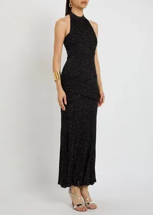 Balmain Sequin-embellished Fine-knit Maxi Dress