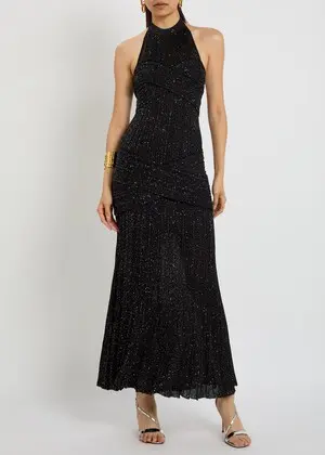 Balmain Sequin-embellished Fine-knit Maxi Dress