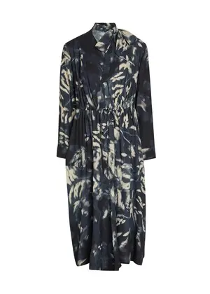 High Skive Printed Crepe Midi Shirt Dress