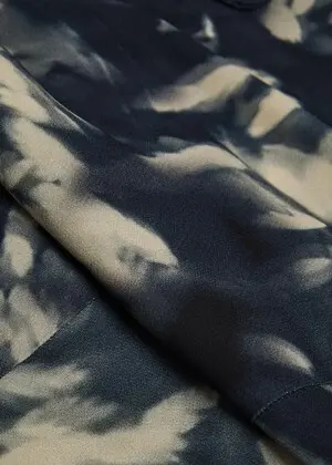 High Skive Printed Crepe Midi Shirt Dress