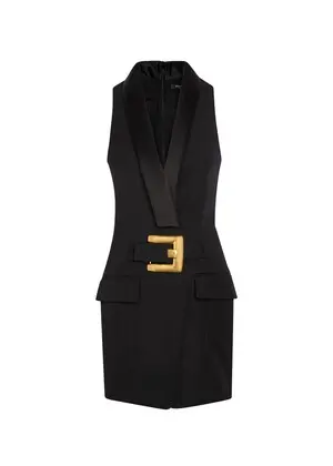 Balmain Tailored Buckle Wool Mini Dress