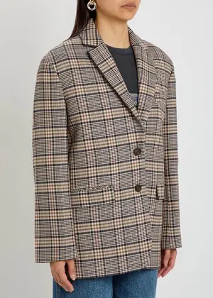 ANINE BING Quinn Checked Oversized Blazer