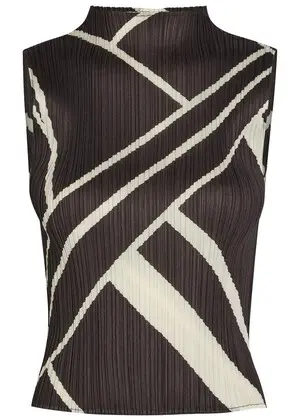 Issey Miyake Pleated Printed Woven Top