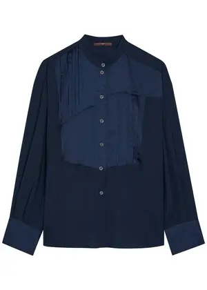 High Gizmo Panelled Satin-crepe Blouse - Navy