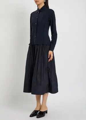 High Stretch-nylon Midi Shirt Dress