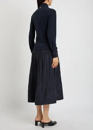 High Stretch-nylon Midi Shirt Dress