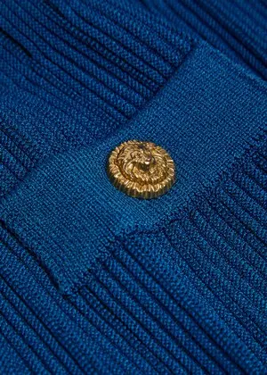 Balmain Ribbed Fine-knit Mini Skirt - Blue