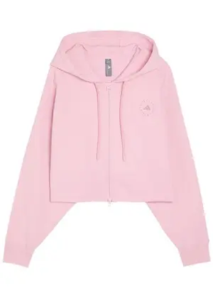 Stella McCartney Adidas X Logo Hooded Cropped Cotton-blend Sweatshirt - Pink