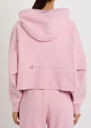 Stella McCartney Adidas X Logo Hooded Cropped Cotton-blend Sweatshirt