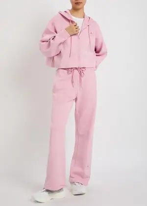 Stella McCartney Adidas X Logo Hooded Cropped Cotton-blend Sweatshirt