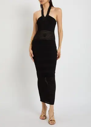 Balmain Ribbed Knit Midi Dress