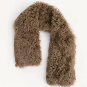 FRONT ROW SHOP Verve Toscana Shearling Scarf Taupe - Brown
