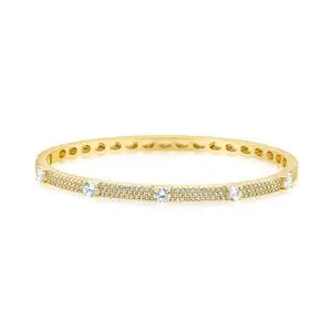 SHYMI Slim Pave Round Stone Bangle - Gold