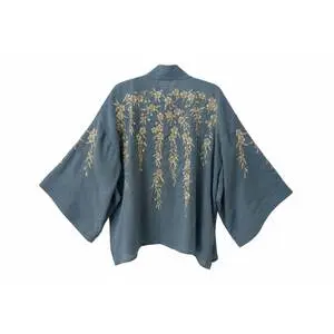 ARTEMIS MUSE Japanese Blossoms Metallic Champagne & Embroidery Kimono