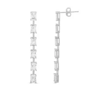 SHYMI Emerald Bar Drop Earrings - Silver