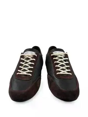 JIMMY CHOO Leather-mix Perforated Low-top Sneakers - Black