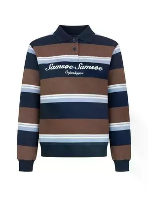 SAMSOE SAMSOE Striped Cotton Polo Top